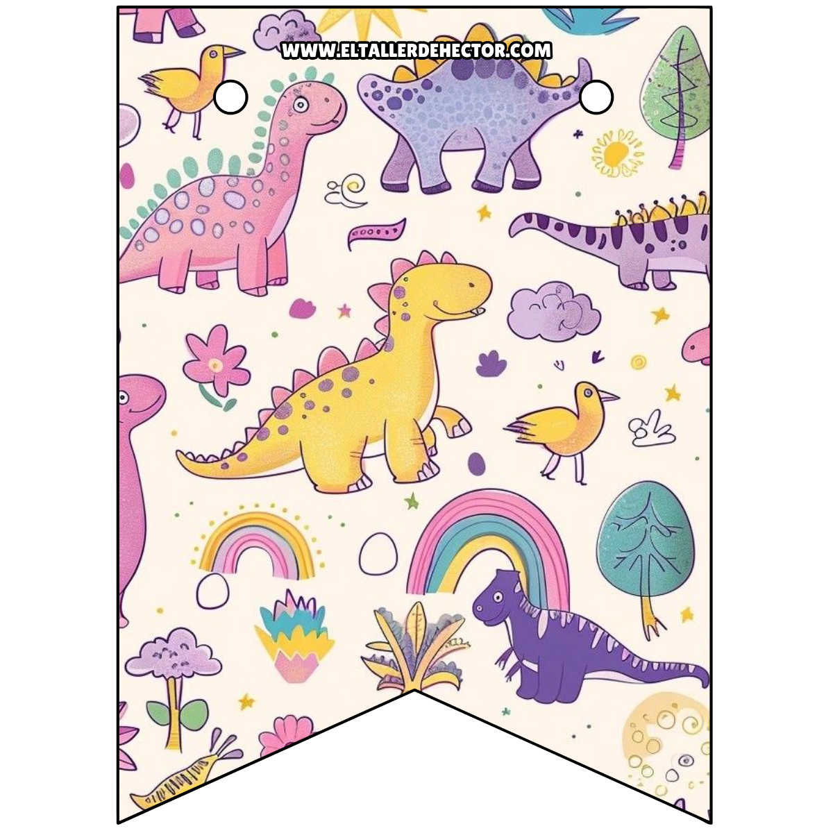 Banderines de Dinosaurio - El Taller de Hector