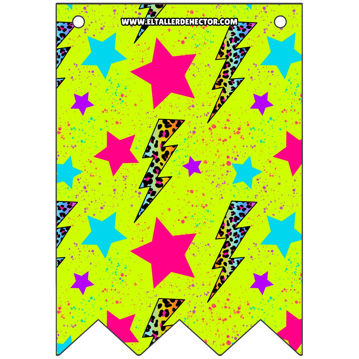 Banderines de Patrón Neón de Rayos - El Taller de Hector