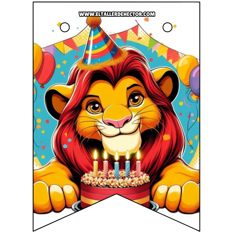 Banderines de Rey León Simba - El Taller de Hector