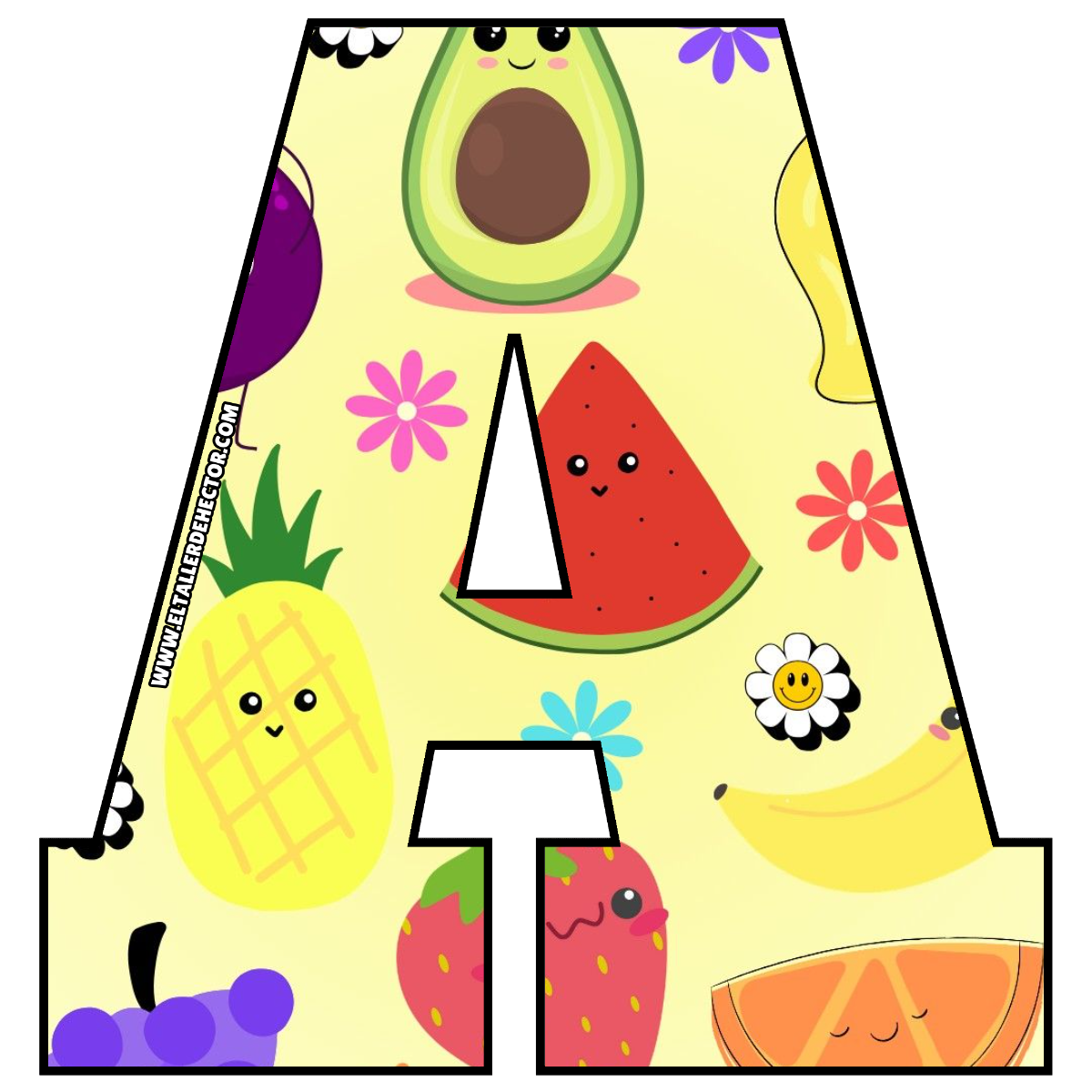 Letra A de Frutas - El Taller de Hector