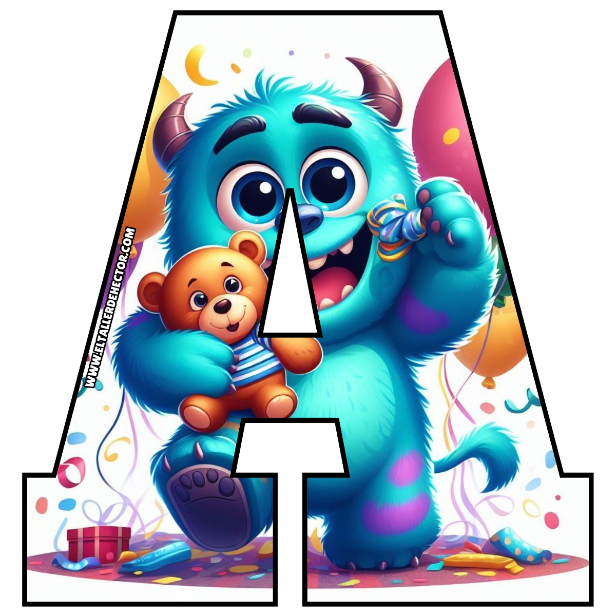 Letra A de Monster inc - El Taller de Hector