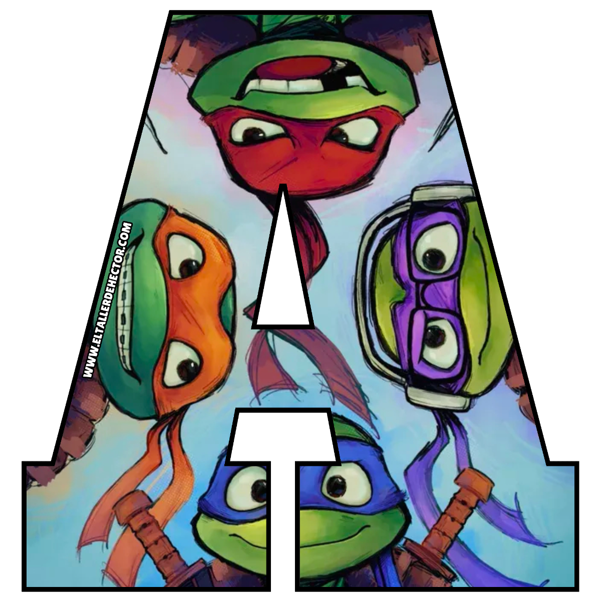 Letra A de Ninja Turtle Las Tortugas Ninja - El Taller de Hector