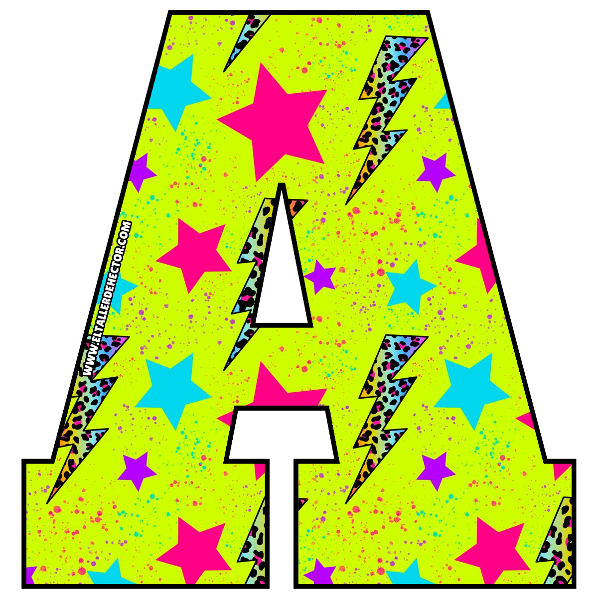 Letra A de Patrón Neón de Rayos - El Taller de Hector