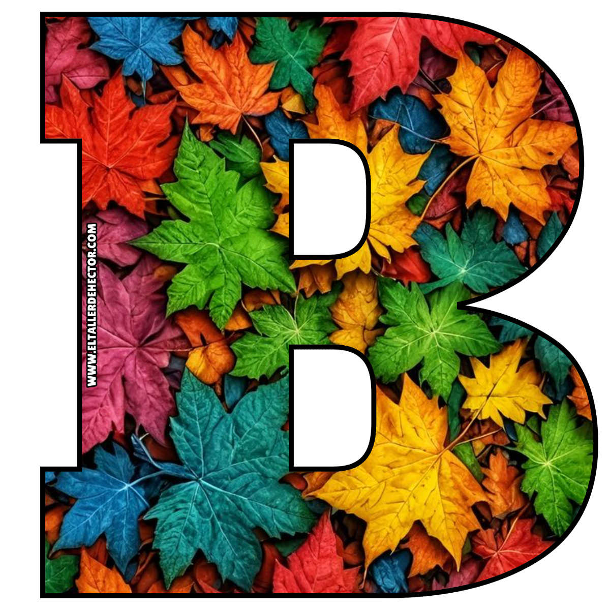 Letra B de Hojas de Otoño en Colores - El Taller de Hector