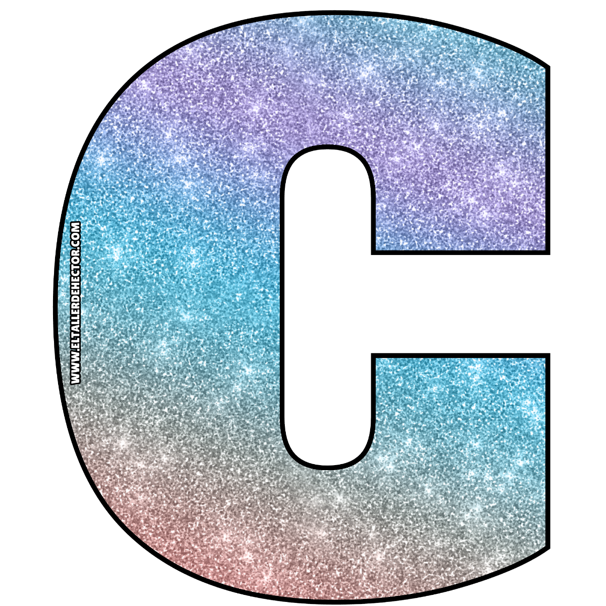 Letra C de Glitter Tornasol - El Taller de Hector