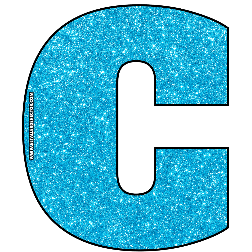 Letra C de Glitter Turquesa - El Taller de Hector