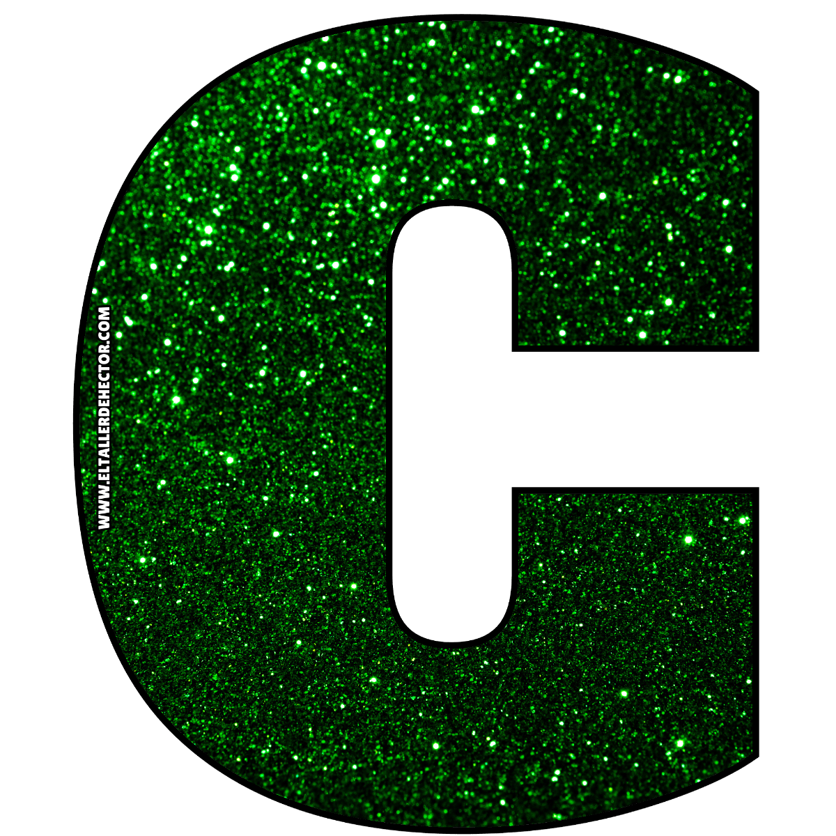 Letra C de Glitter Verde - El Taller de Hector