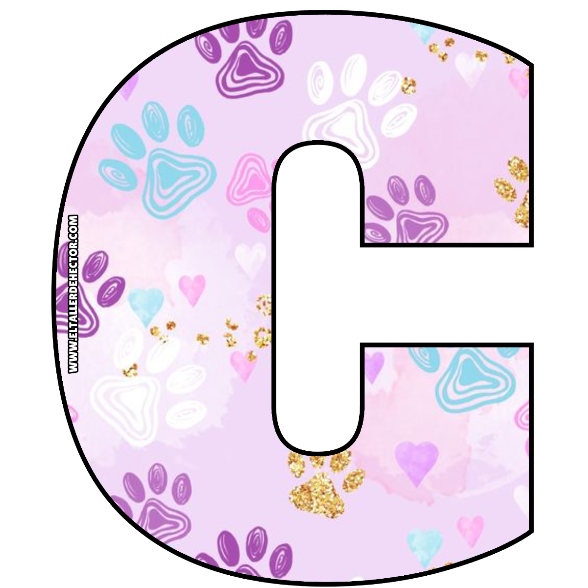 Letra C de Paw Huellas de Patas - El Taller de Hector