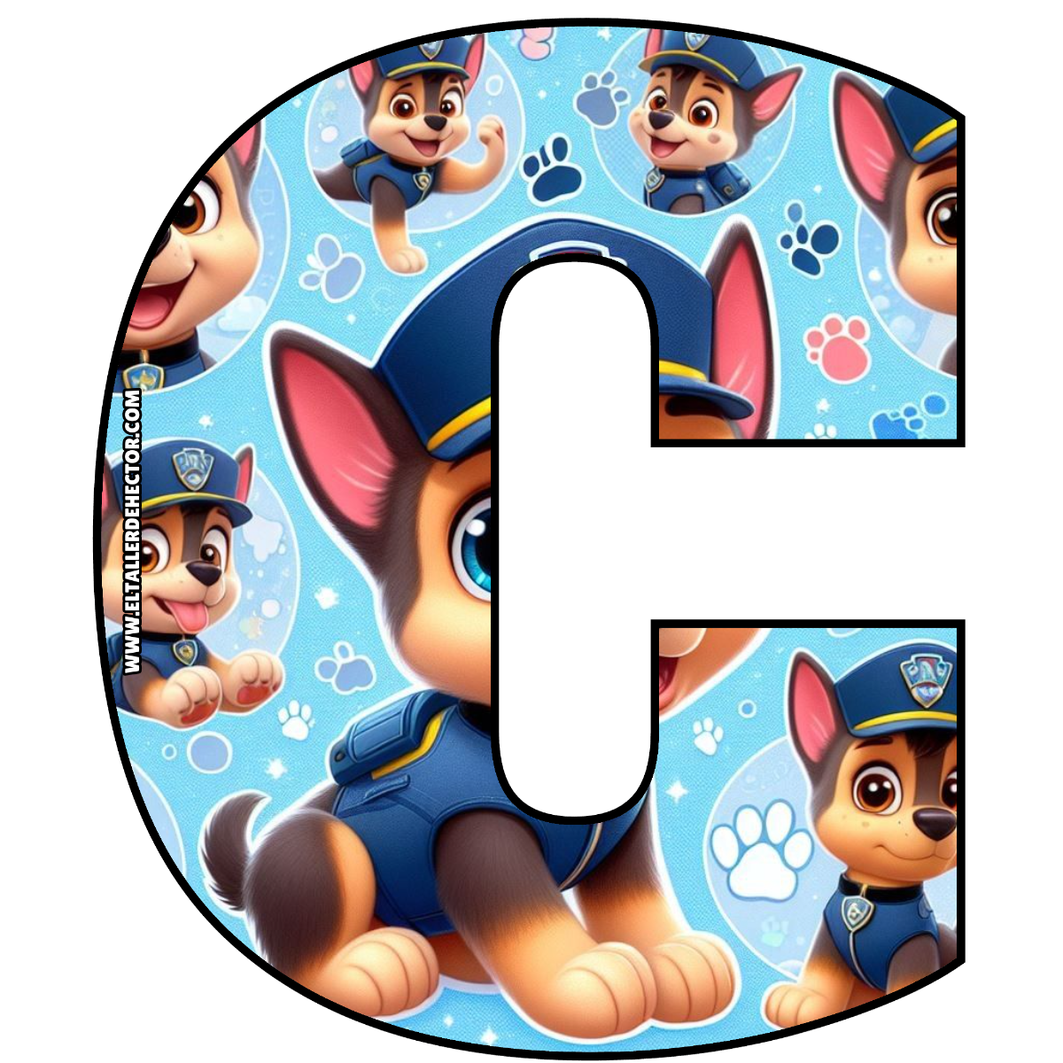 Letra C de Paw Patrol Chase - El Taller de Hector