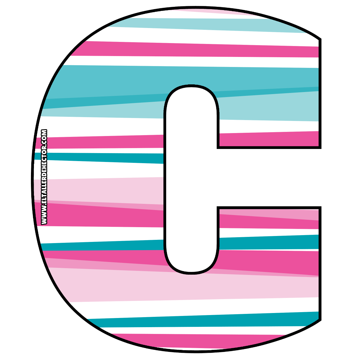 Letra C de Rayas Diagonales Stripes - El Taller de Hector