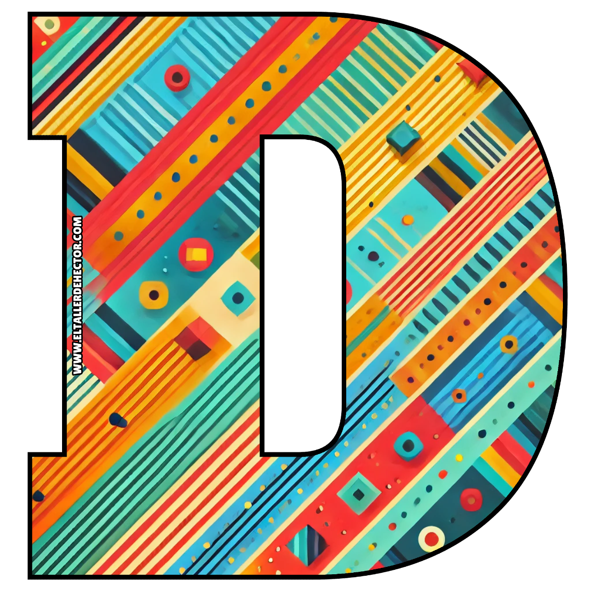 Letra D de Diagonales y Colores Vibrantes - El Taller de Hector