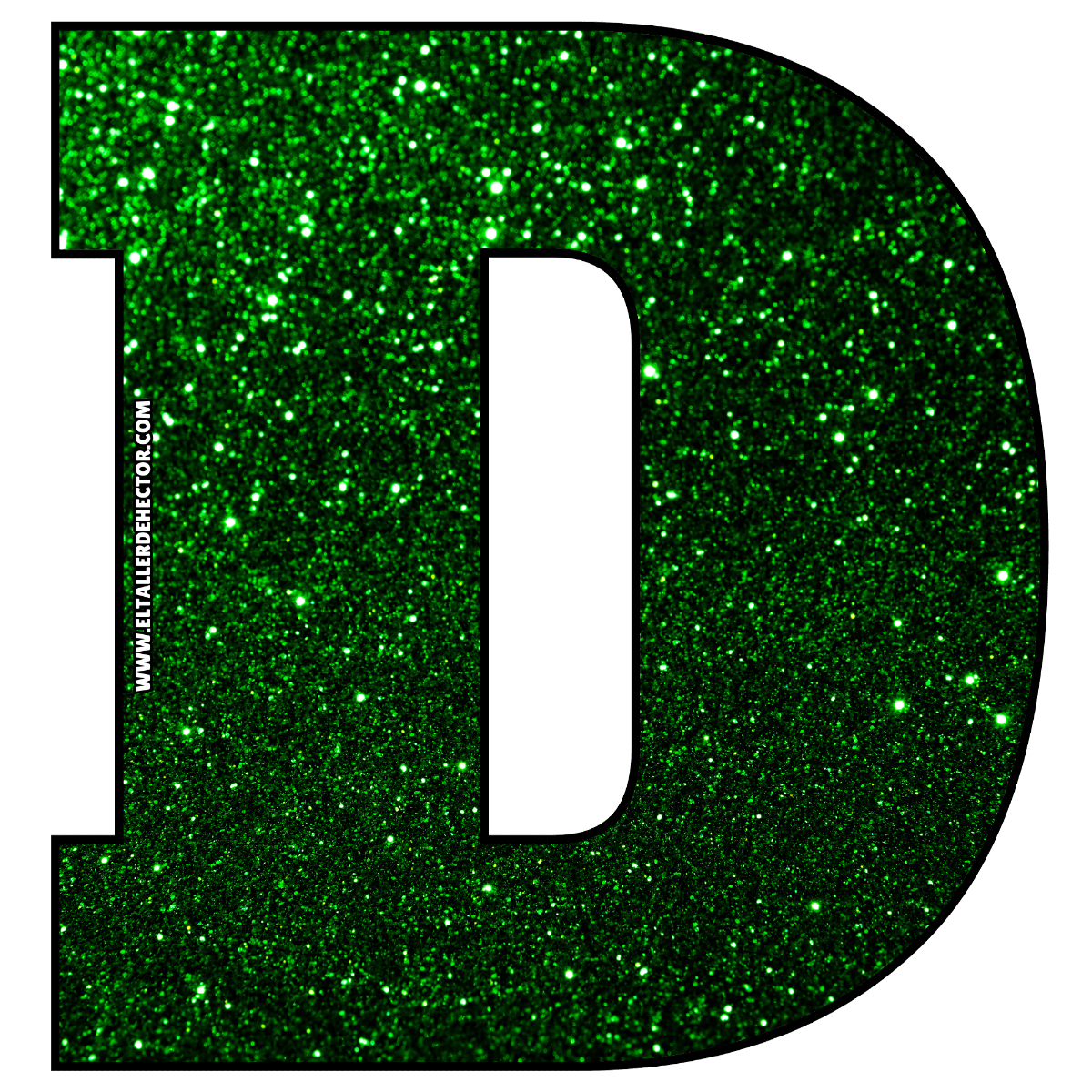 Letra D de Glitter Verde - El Taller de Hector