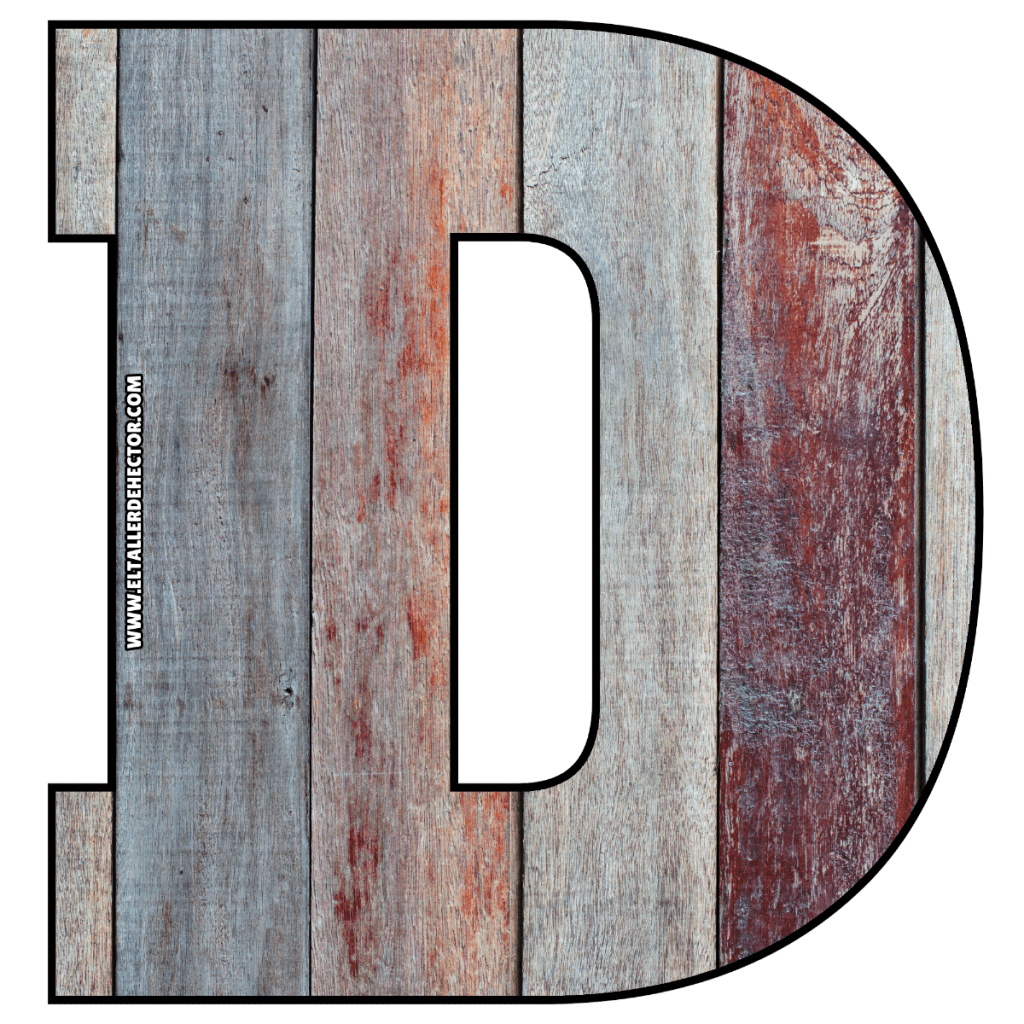 Letra D de Madera Envejecida Vertical - El Taller de Hector