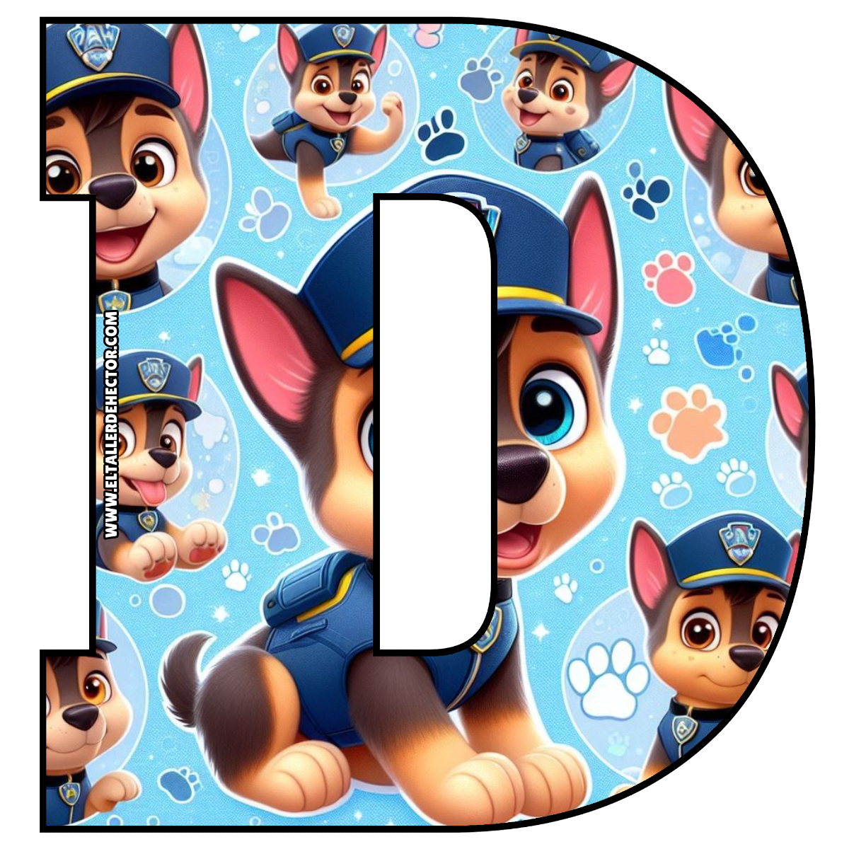 Letra D de Paw Patrol Chase - El Taller de Hector