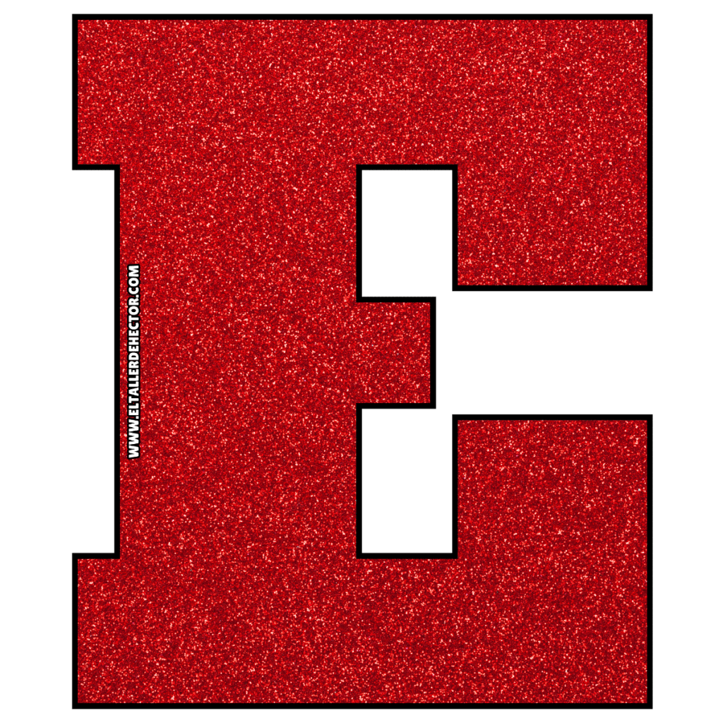 Letra E de Glitter Rojo - El Taller de Hector