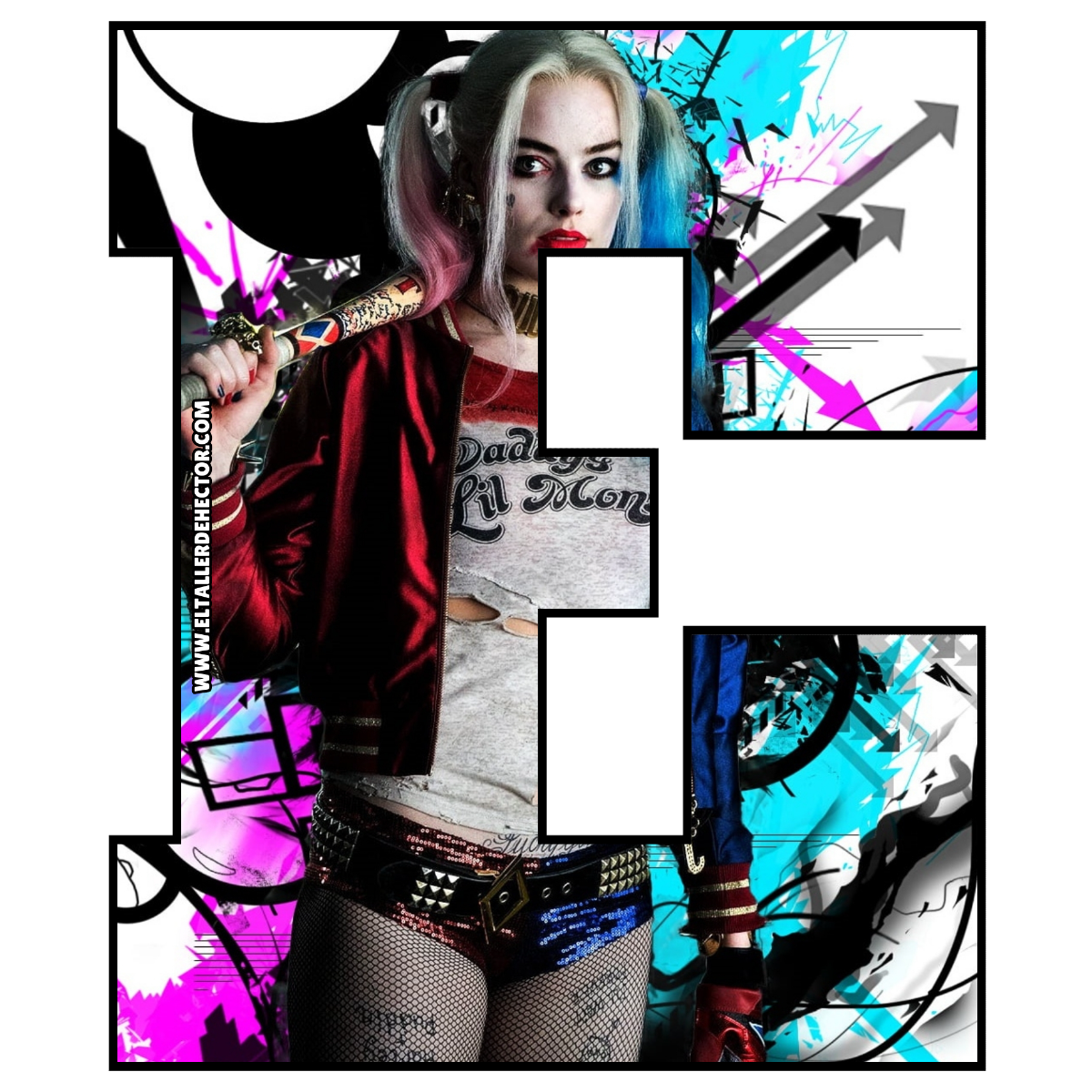 Letra E de Harley Quinn - El Taller de Hector