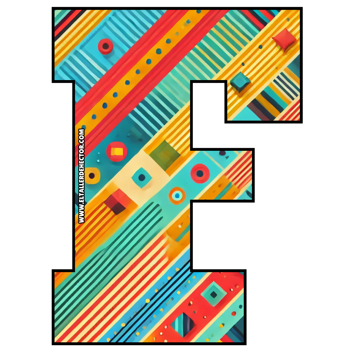 Letra F de Diagonales y Colores Vibrantes - El Taller de Hector