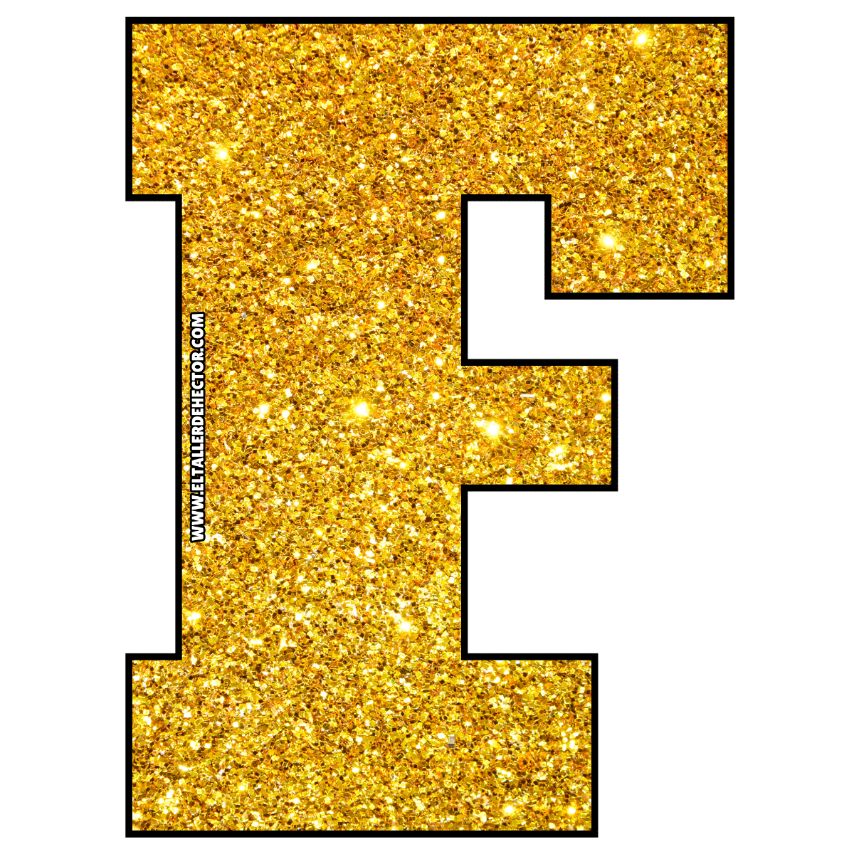 Letra F de Glitter Dorado - El Taller de Hector