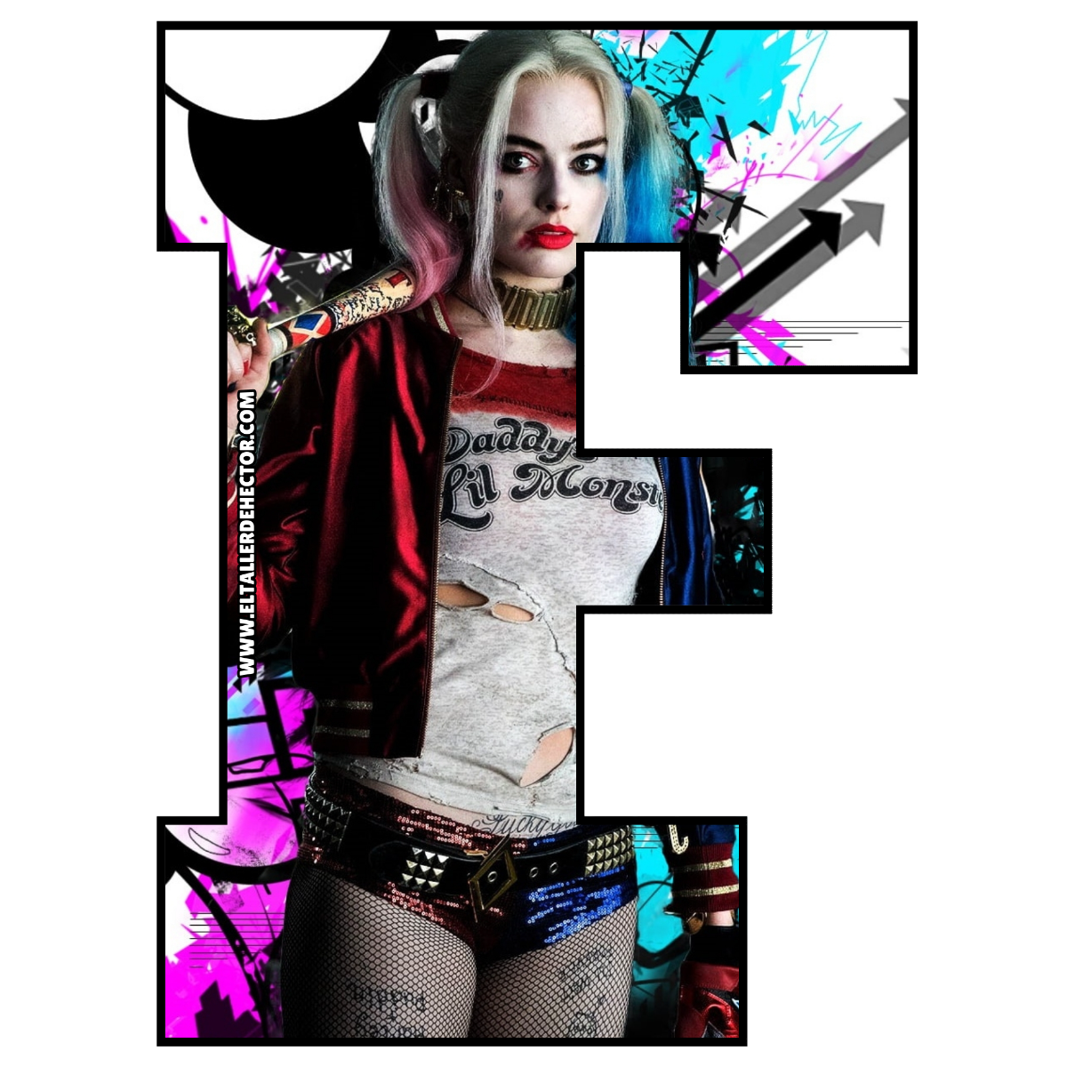 Letra F de Harley Quinn - El Taller de Hector