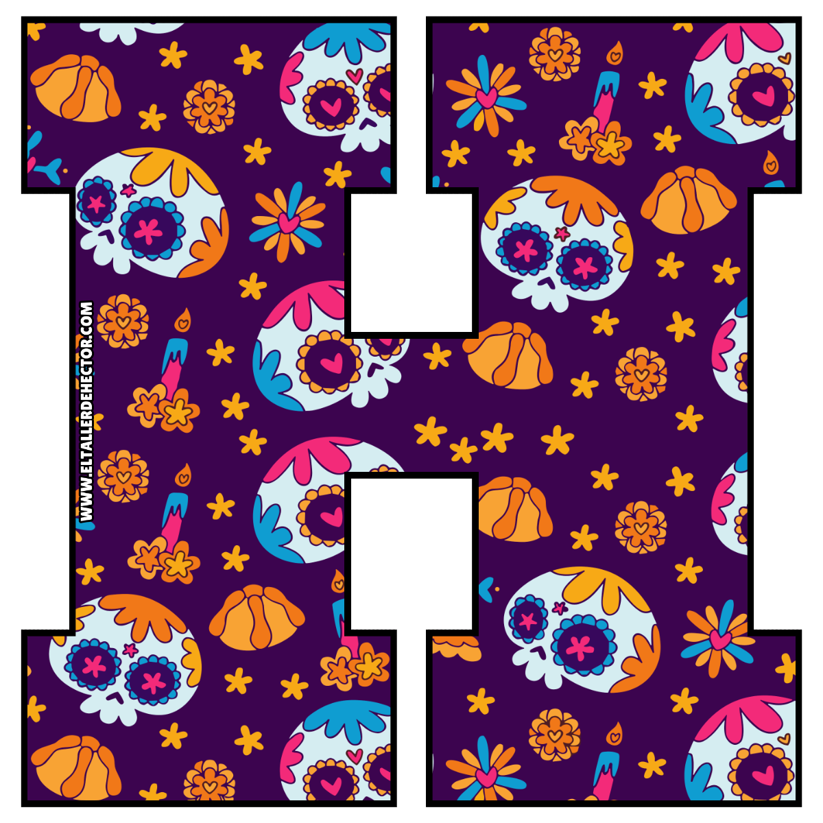 Letra H de Dia de Muertos - El Taller de Hector