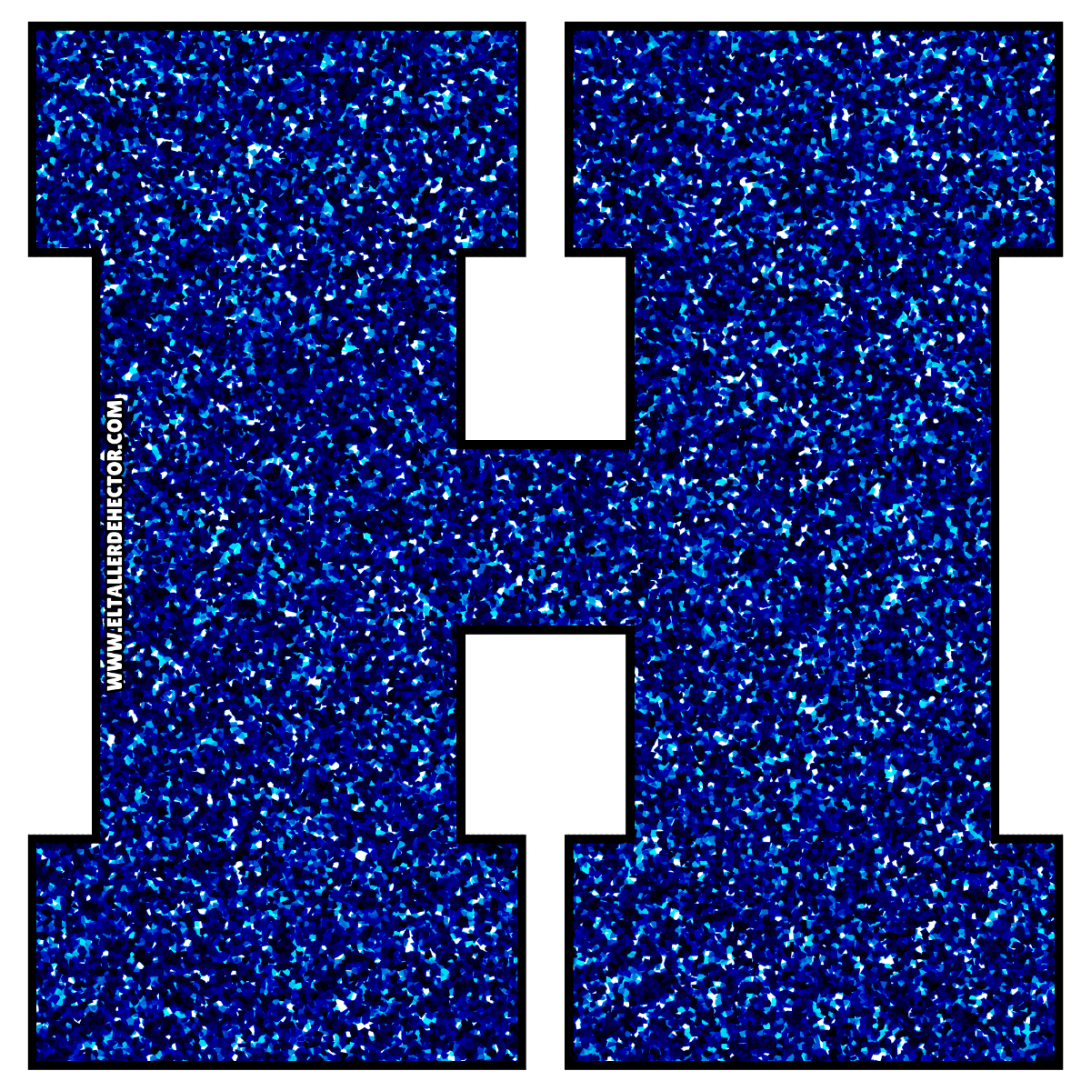 Letra H de Glitter Azul - El Taller de Hector