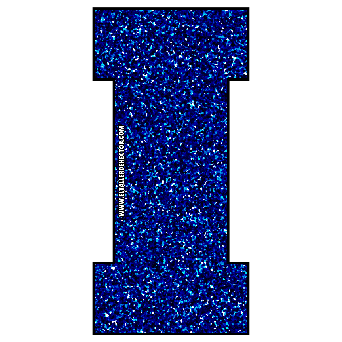 Letra I de Glitter Azul - El Taller de Hector