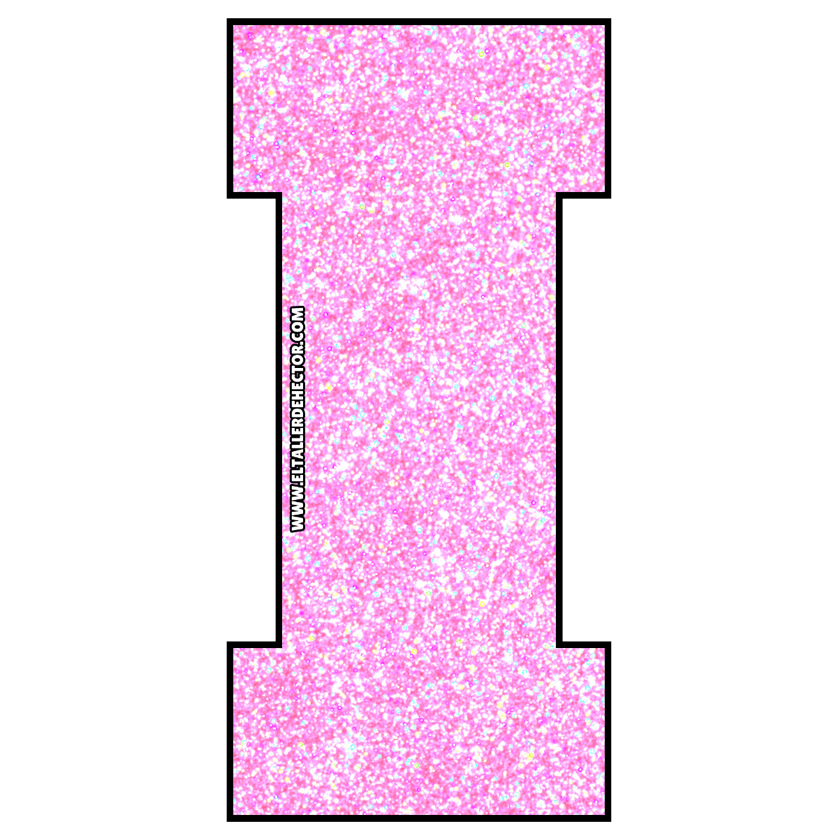 Letra I de Glitter Rosado - El Taller de Hector