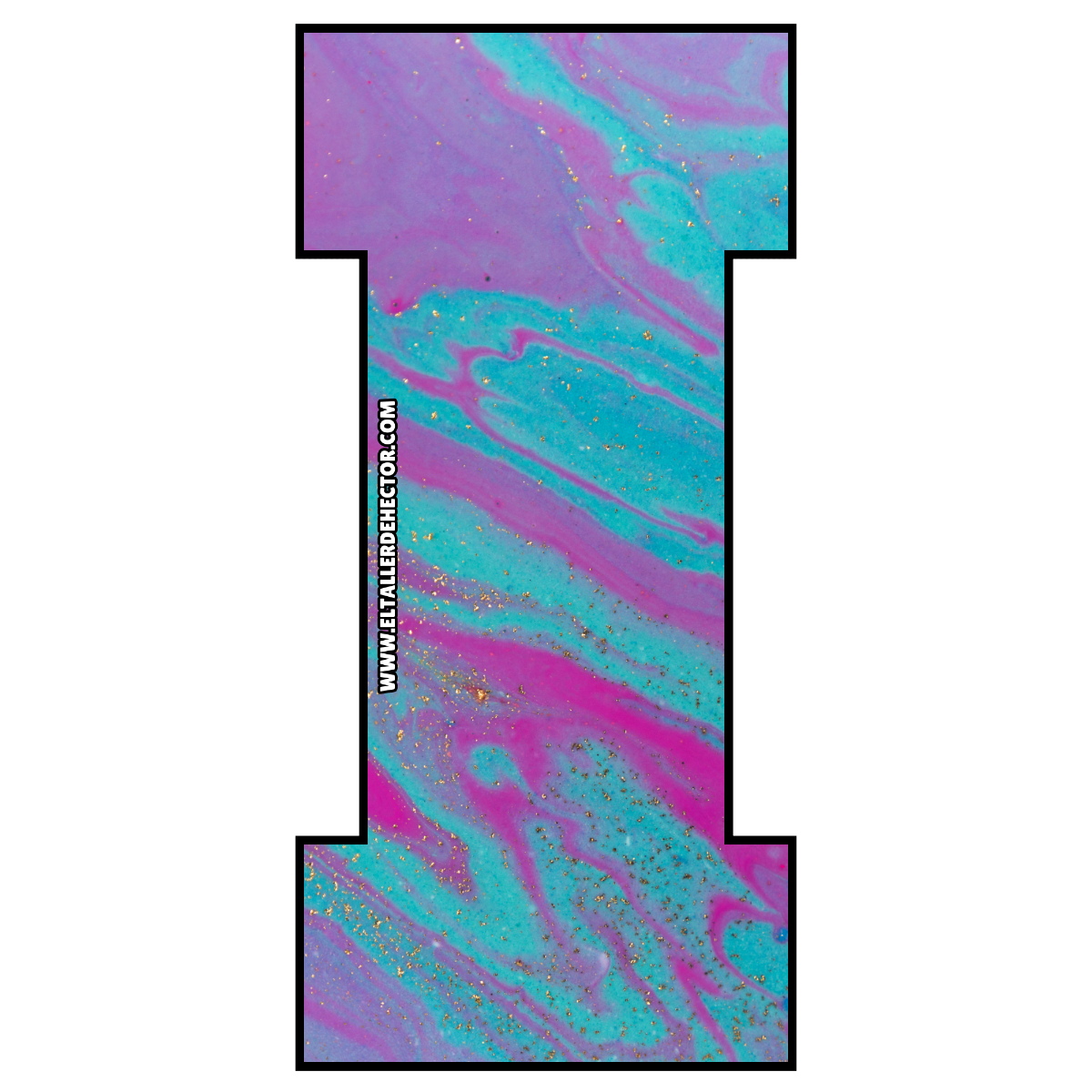 Letra I de Pintura veteada con brillos - El Taller de Hector