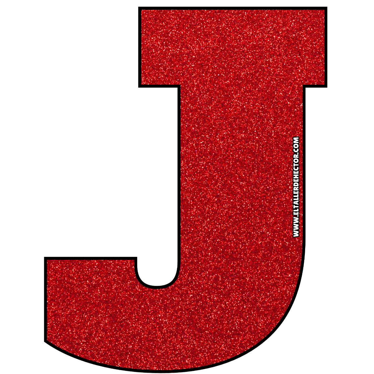 Letra J de Glitter Rojo - El Taller de Hector