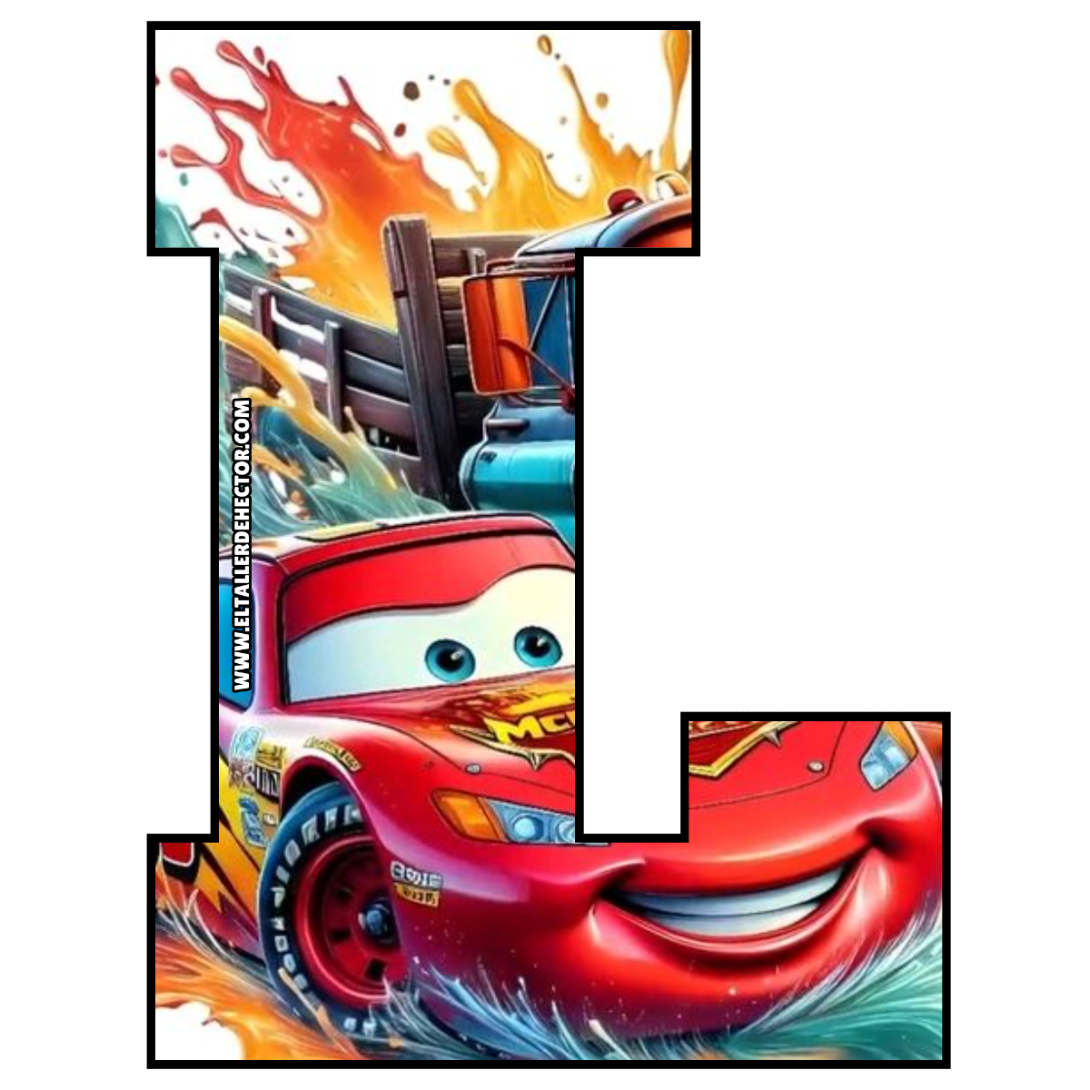 Letra L de Disney Cars - El Taller de Hector