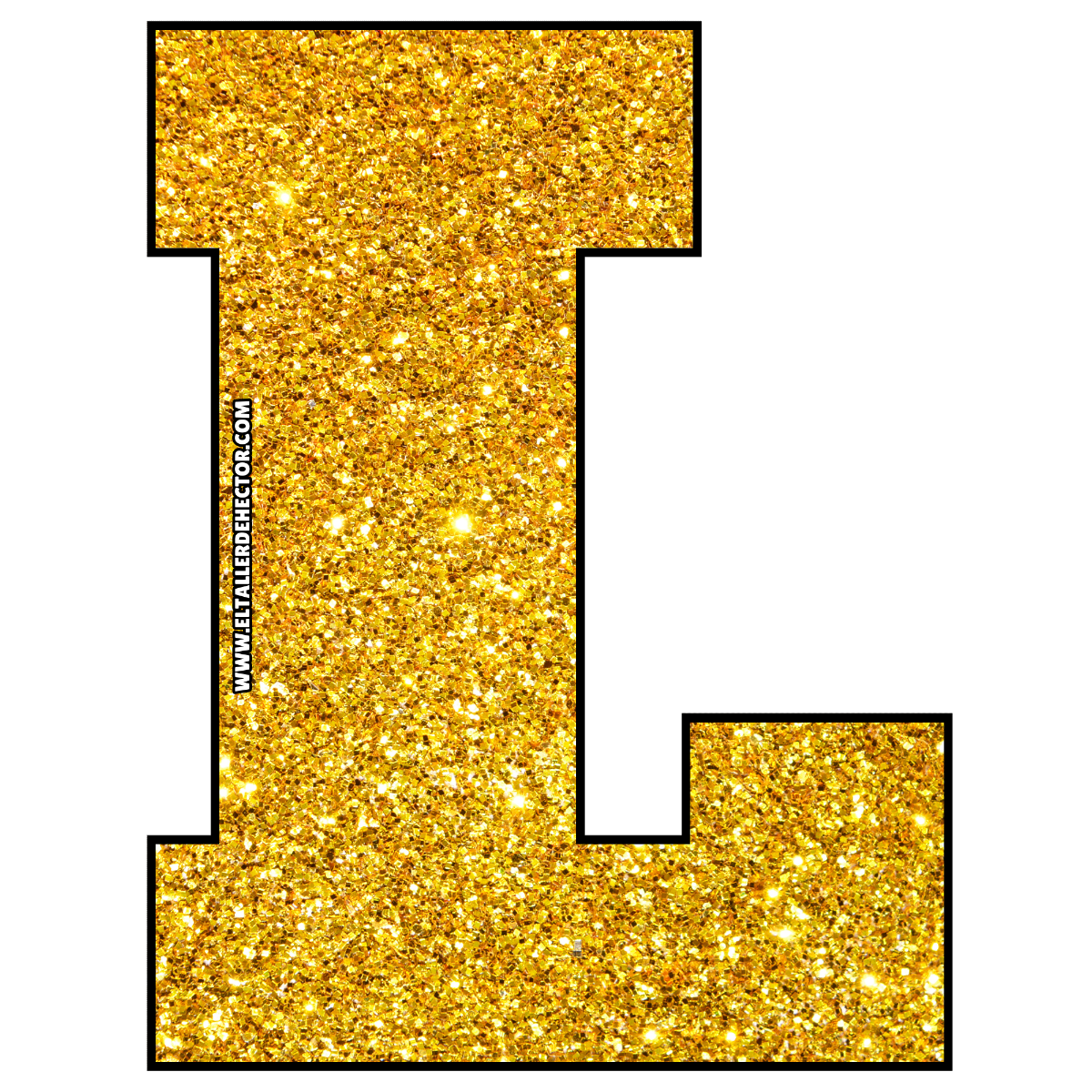 Letra L de Glitter Dorado - El Taller de Hector