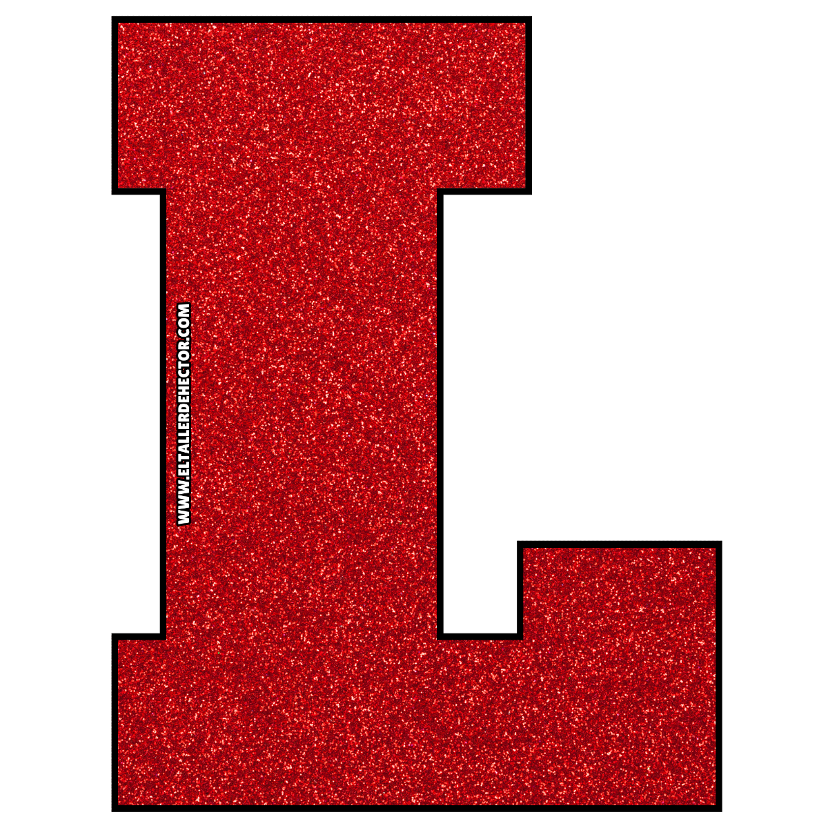 Letra L de Glitter Rojo - El Taller de Hector