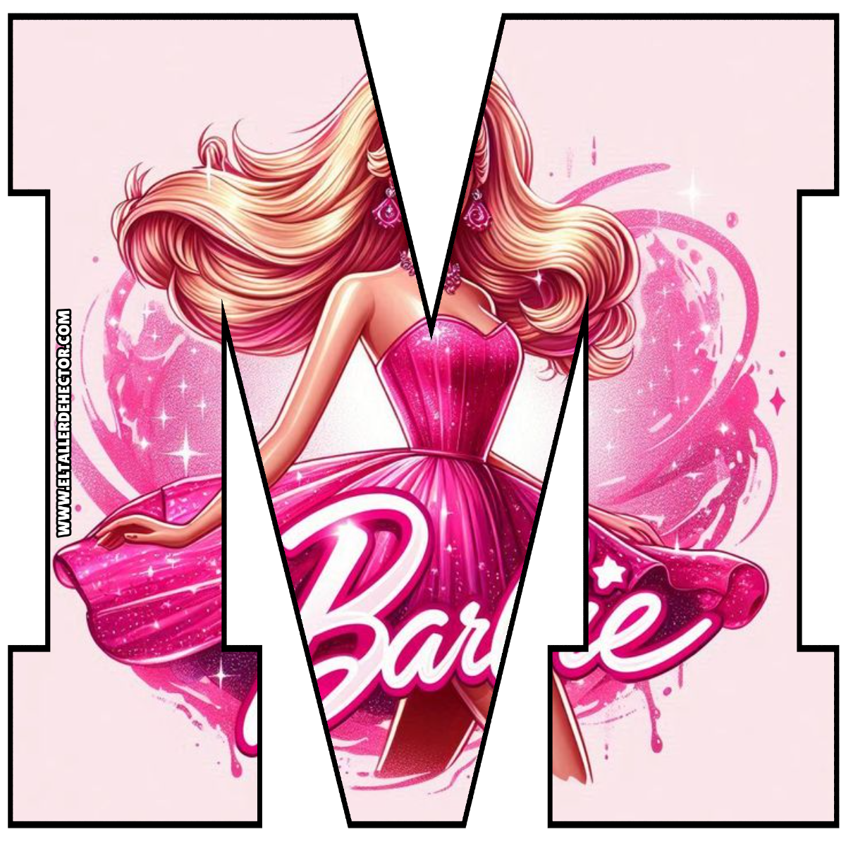 Etiqueta: Letra M de Barbie - El Taller de Hector