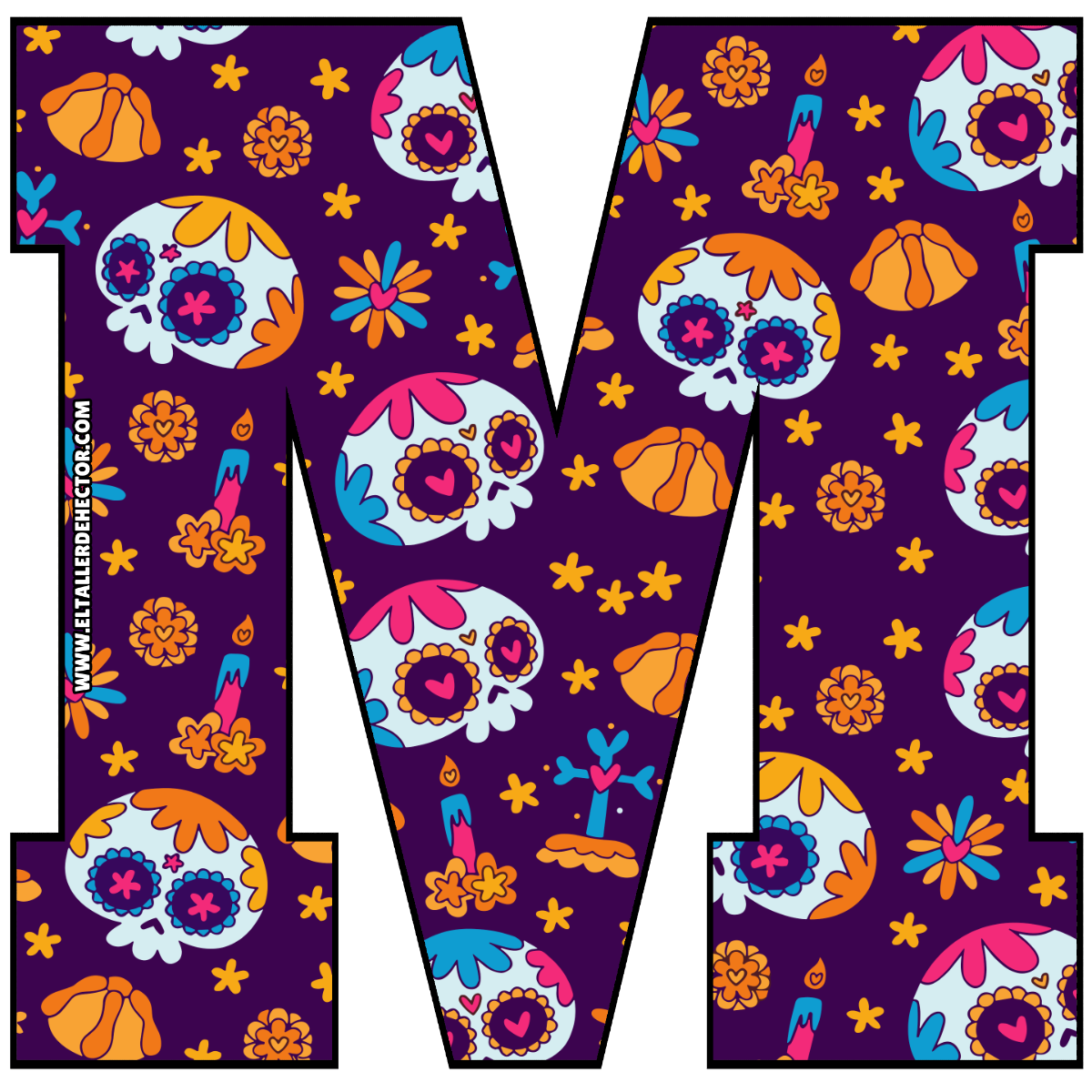 Letra M de Dia de Muertos - El Taller de Hector