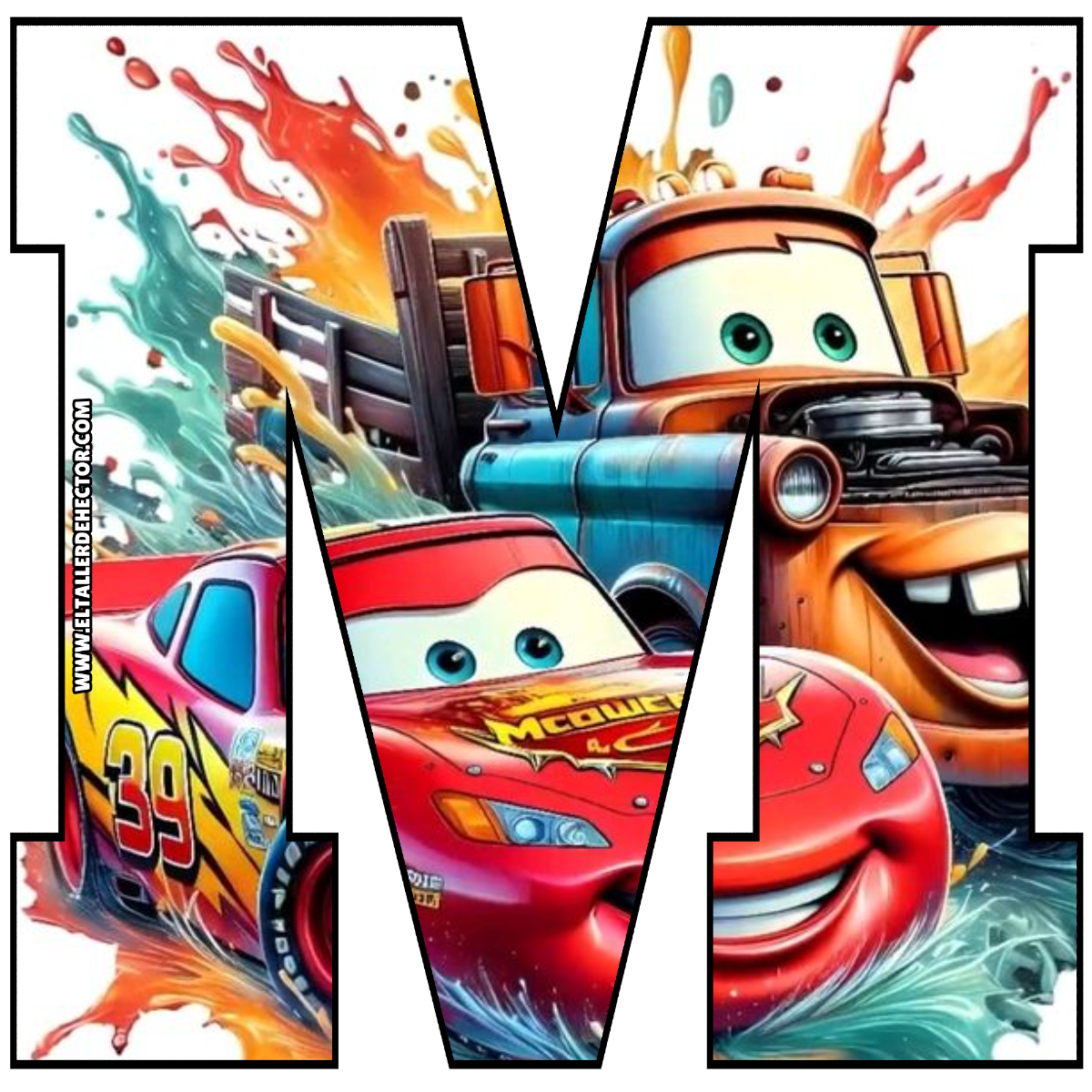 Letra M de Disney Cars - El Taller de Hector