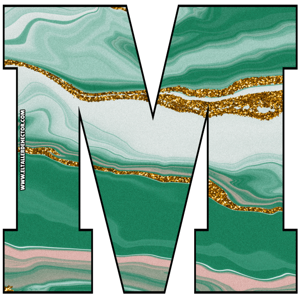 Letra M de Fondo líquido verde abstracto - El Taller de Hector