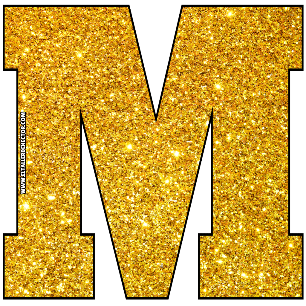 Letra M de Glitter Dorado - El Taller de Hector