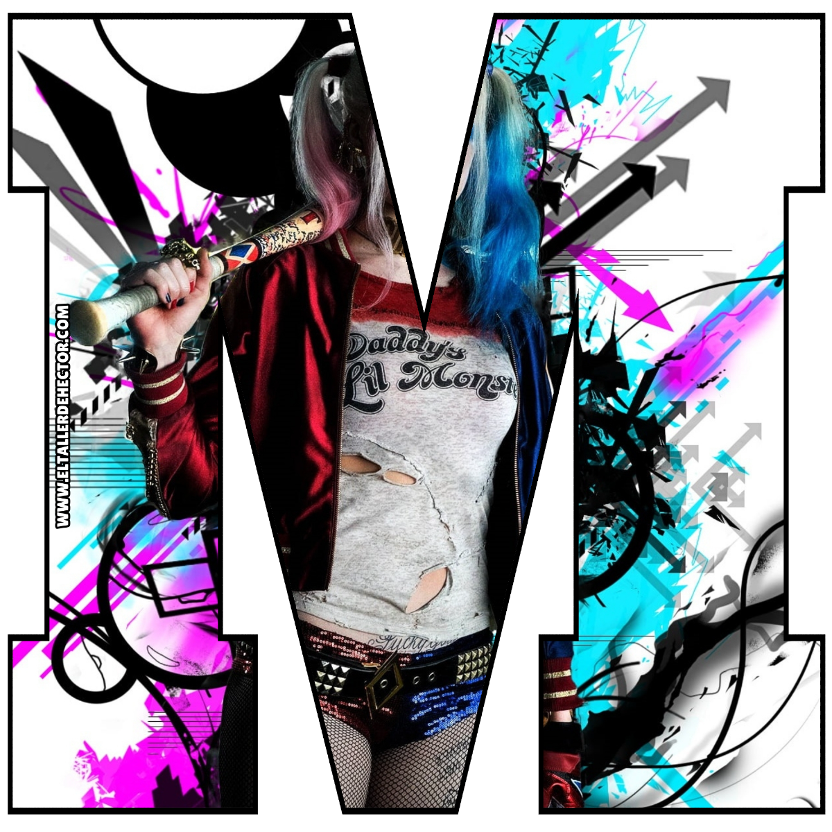 Letra M de Harley Quinn - El Taller de Hector