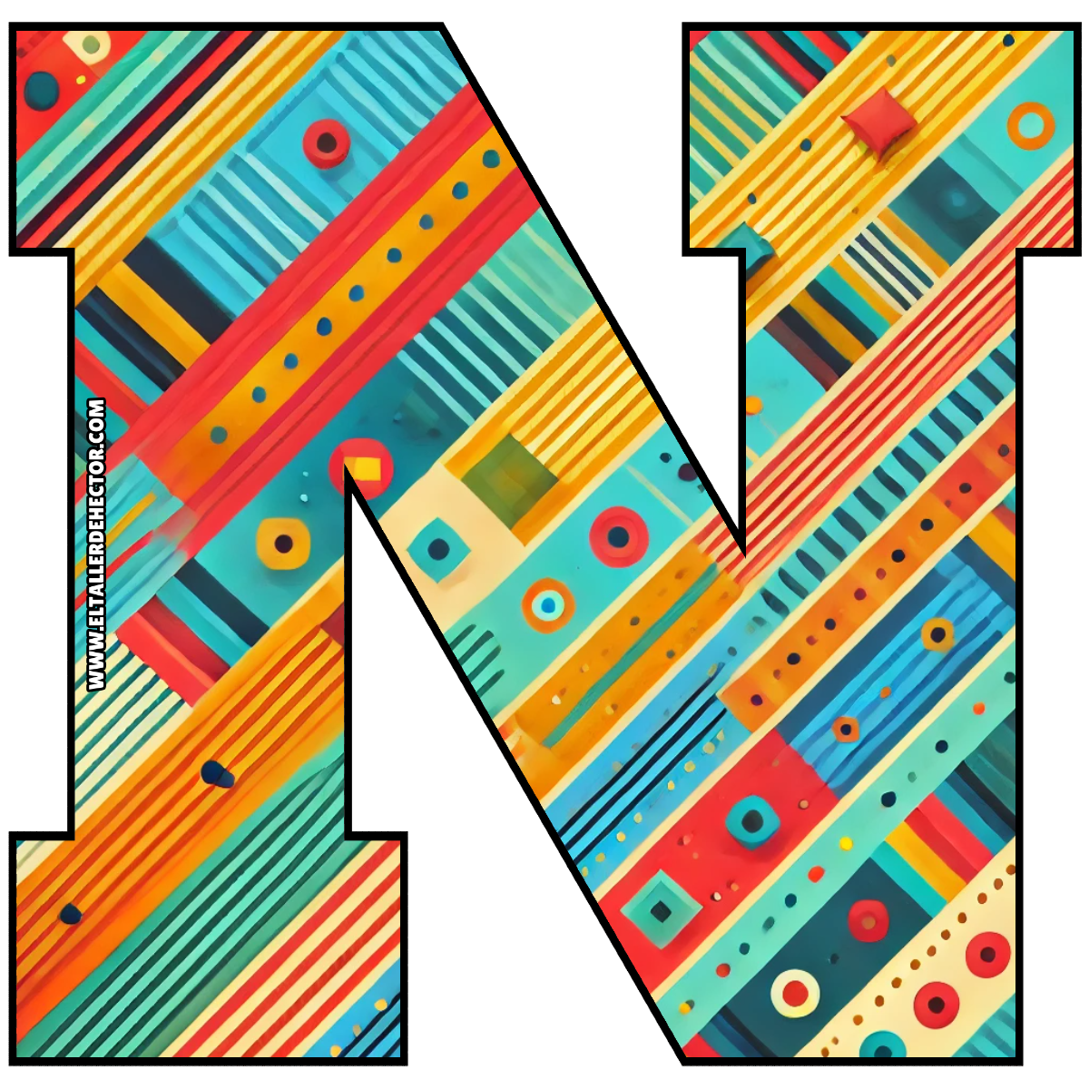 Letra N de Diagonales y Colores Vibrantes - El Taller de Hector