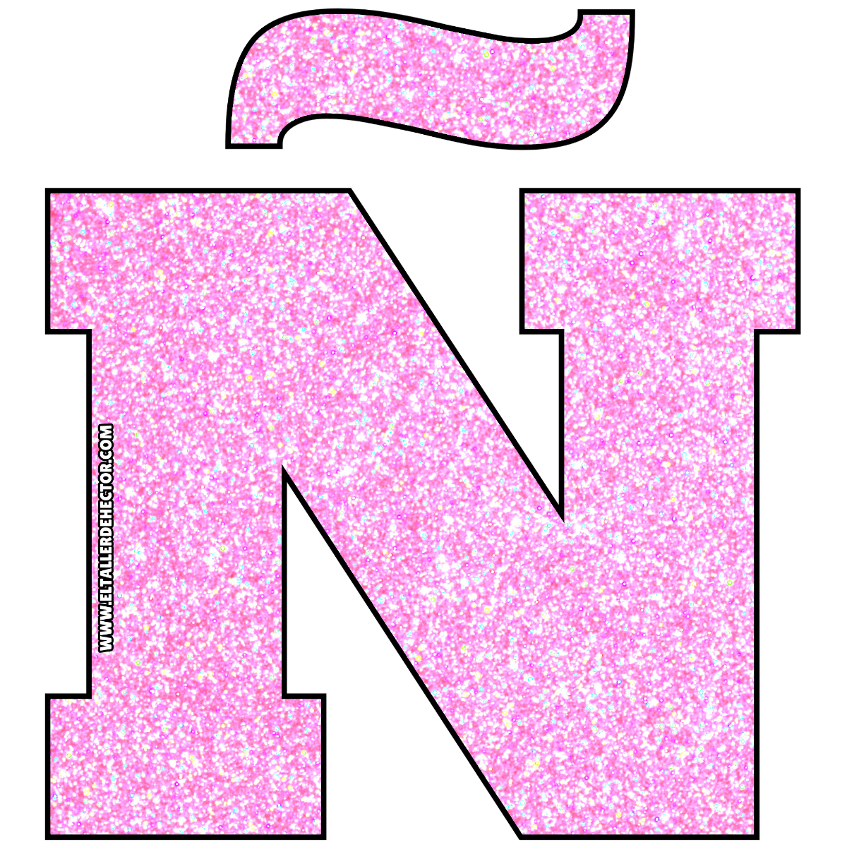 Letra Ñ de Glitter Rosado - El Taller de Hector