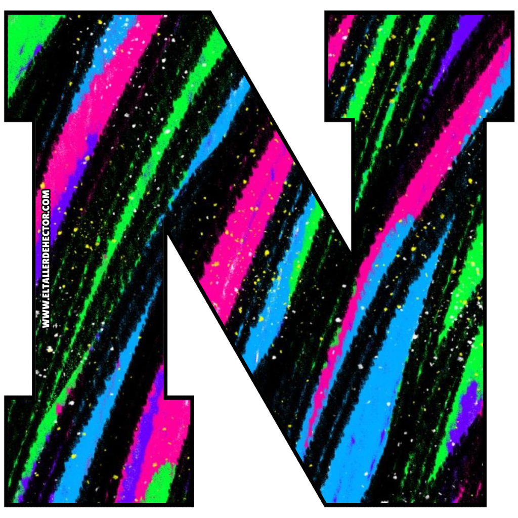Letra N de Patrón de Rayas Neón - El Taller de Hector