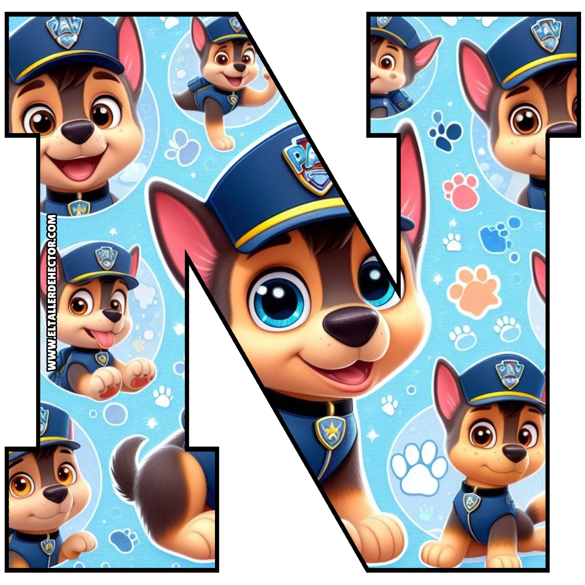 Letra N de Paw Patrol Chase - El Taller de Hector