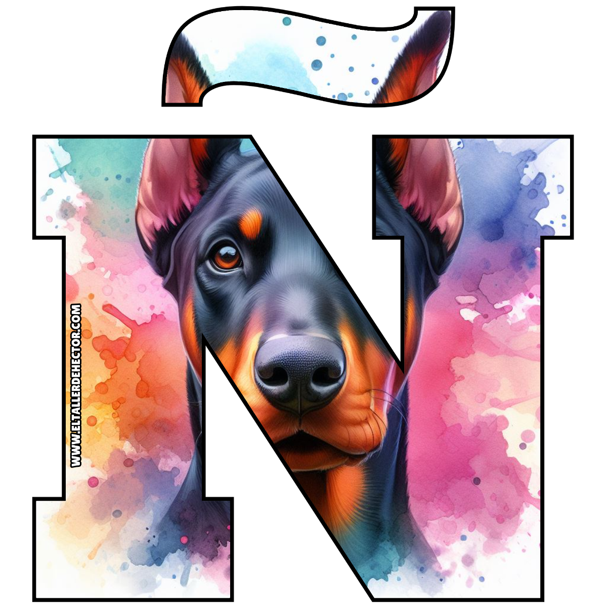 Letra Ñ de Perro Doberman - El Taller de Hector