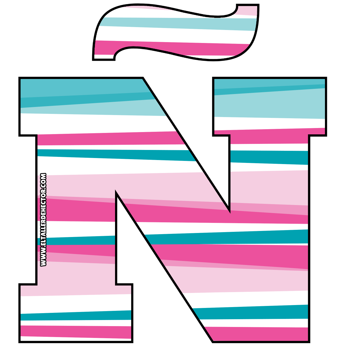 Letra Ñ de Rayas Diagonales Stripes - El Taller de Hector