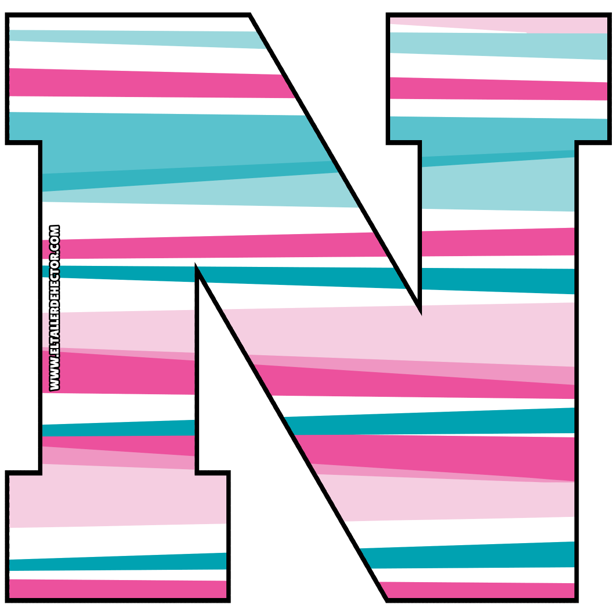 Letra N de Rayas Diagonales Stripes - El Taller de Hector