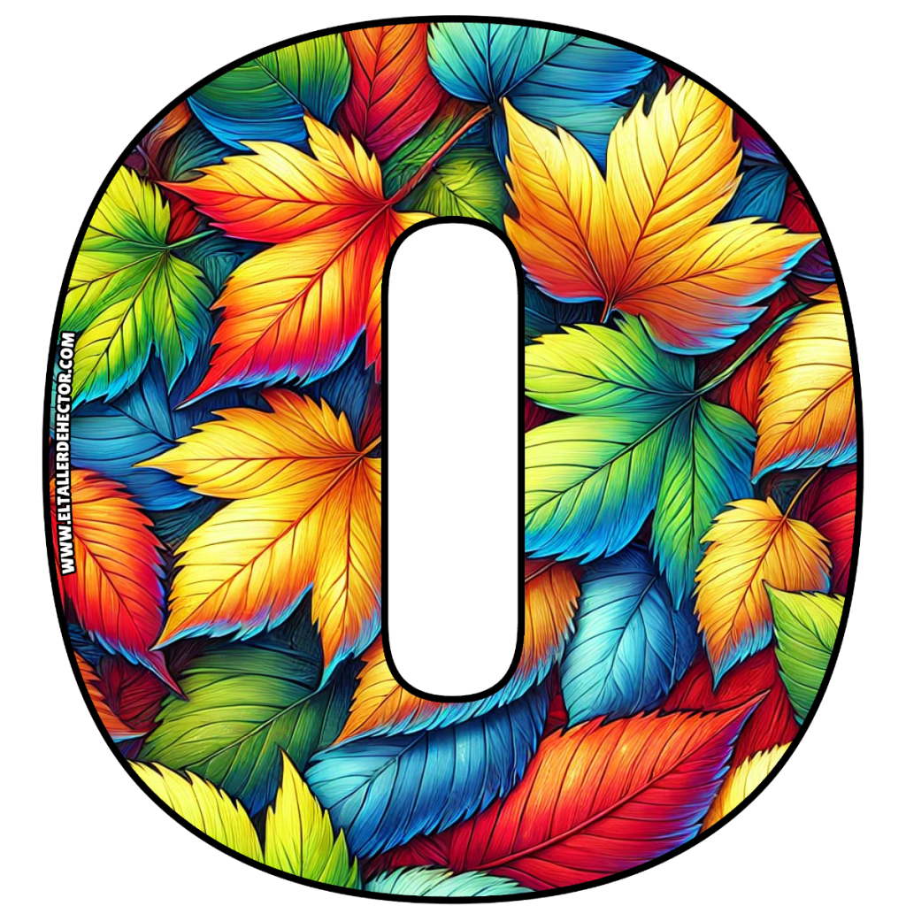 Letra O de Hojas Otoñales Vibrantes - El Taller de Hector