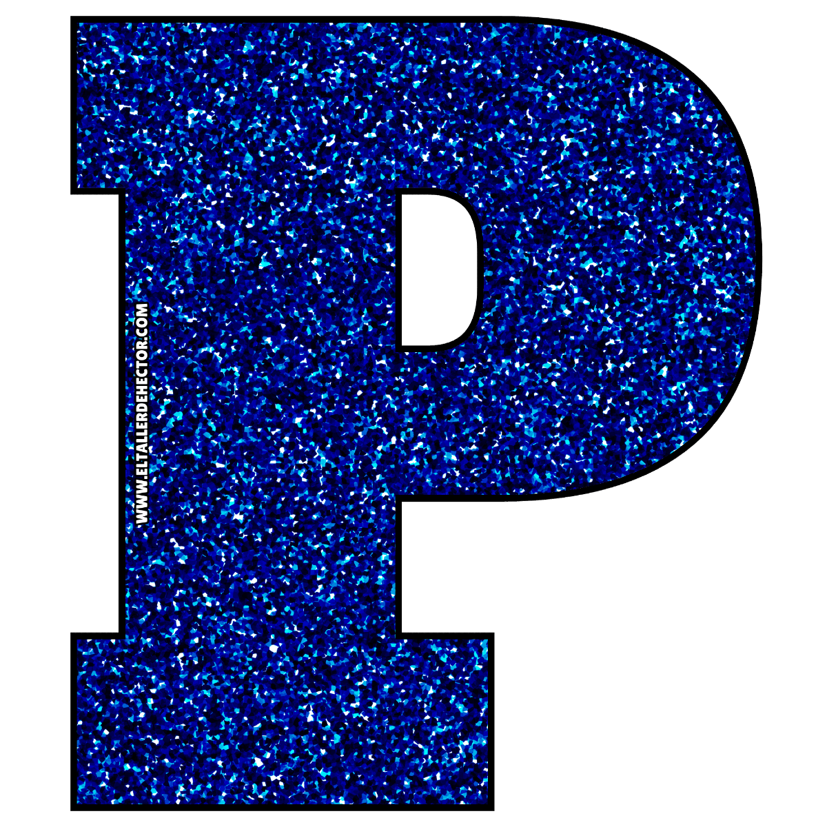 Letra P de Glitter Azul - El Taller de Hector