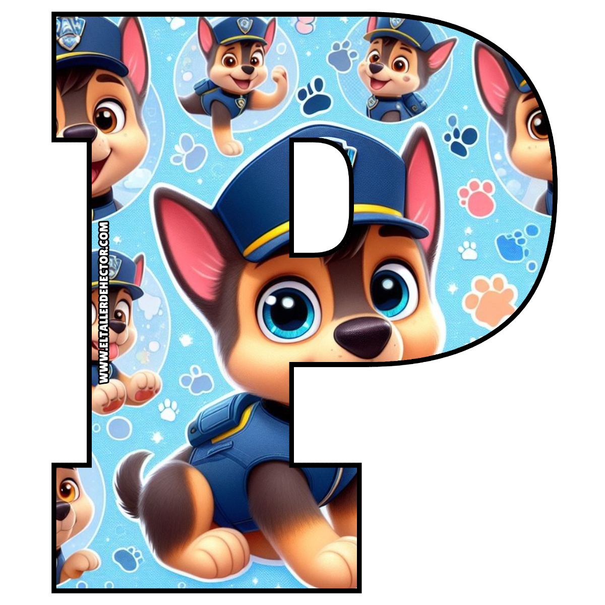Letra P de Paw Patrol Chase - El Taller de Hector