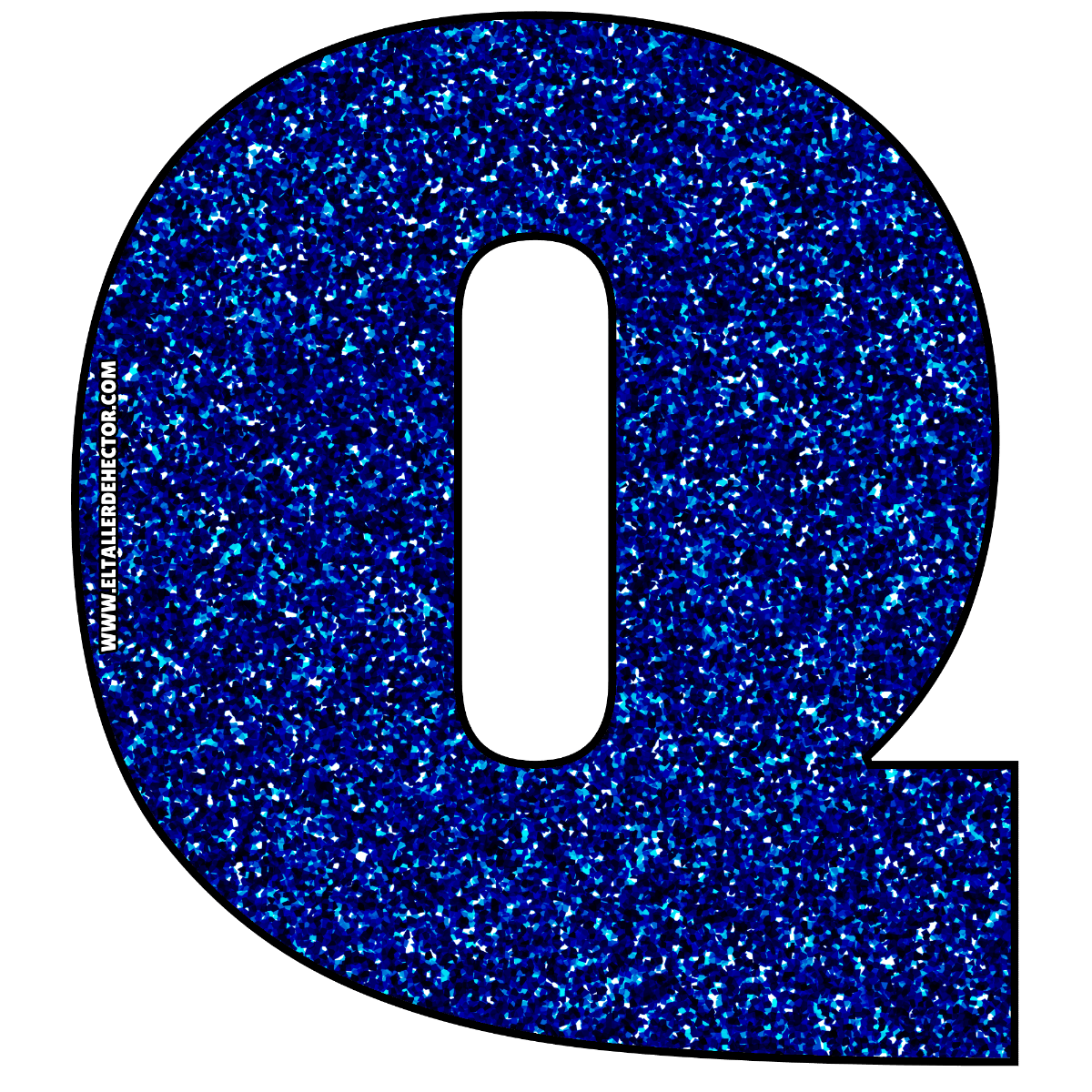 Letra Q de Glitter Azul - El Taller de Hector