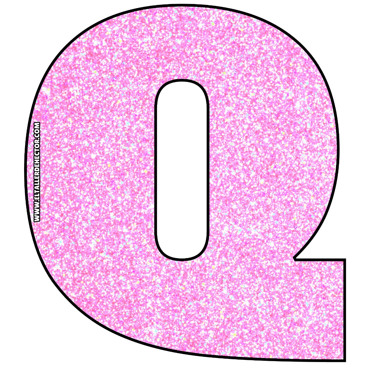 Letra Q de Glitter Rosado - El Taller de Hector